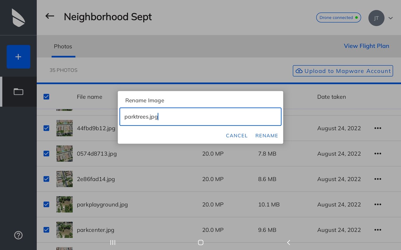 Uploading Fly Images to Mapware for Processing